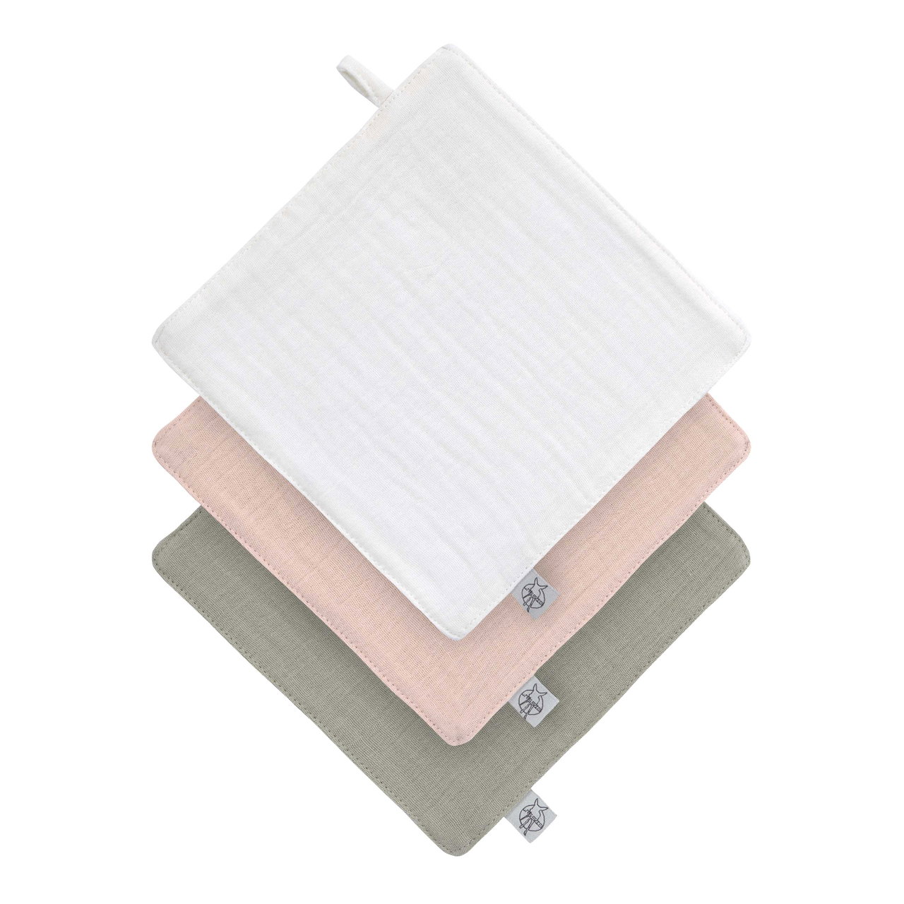 Mull Waschlappen Baby 3er Set, Oliv Rostrot Anthrazit | Lässig