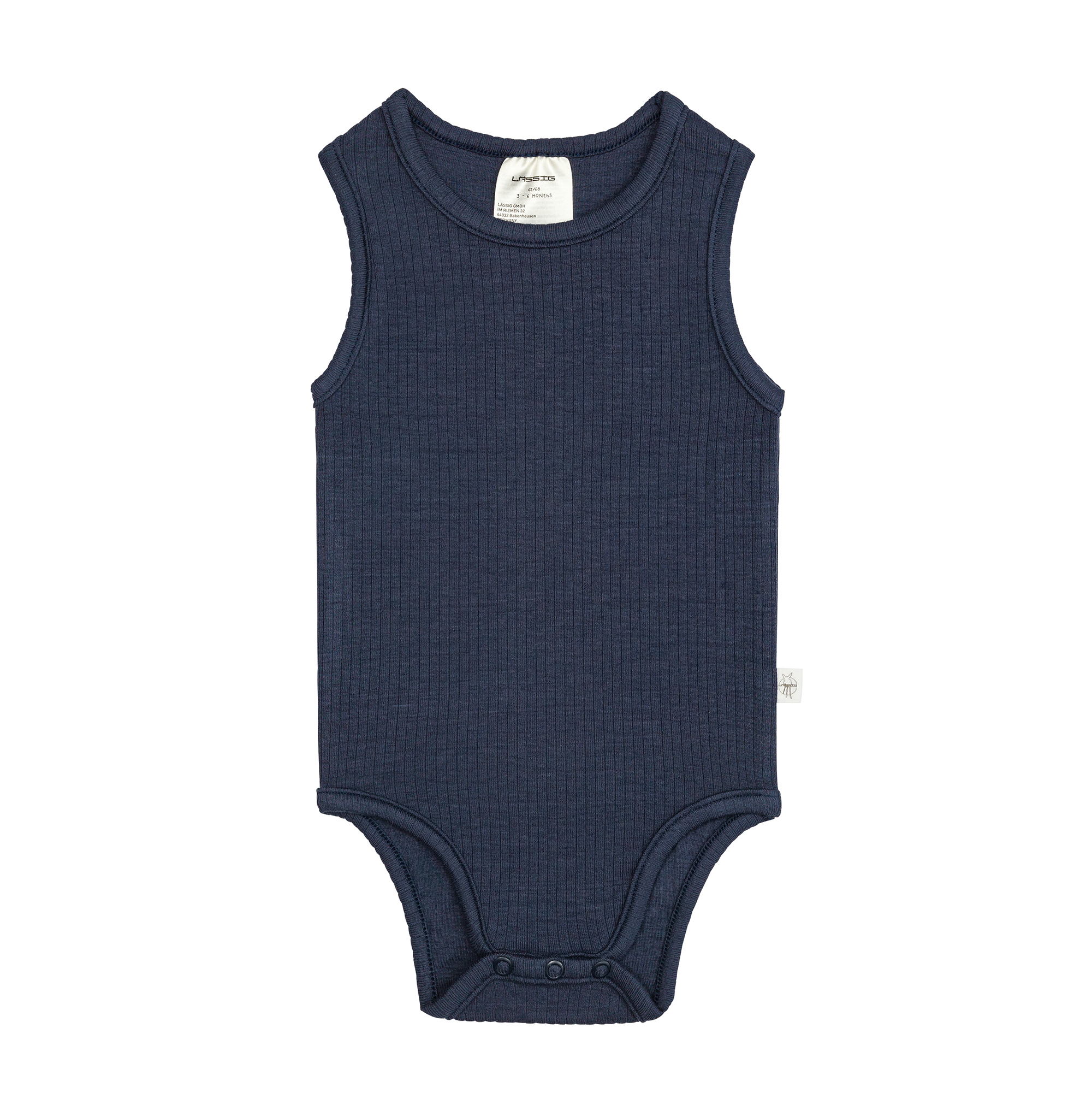 Sleeveless Baby Body - Ribbed, granite green | Lässig
