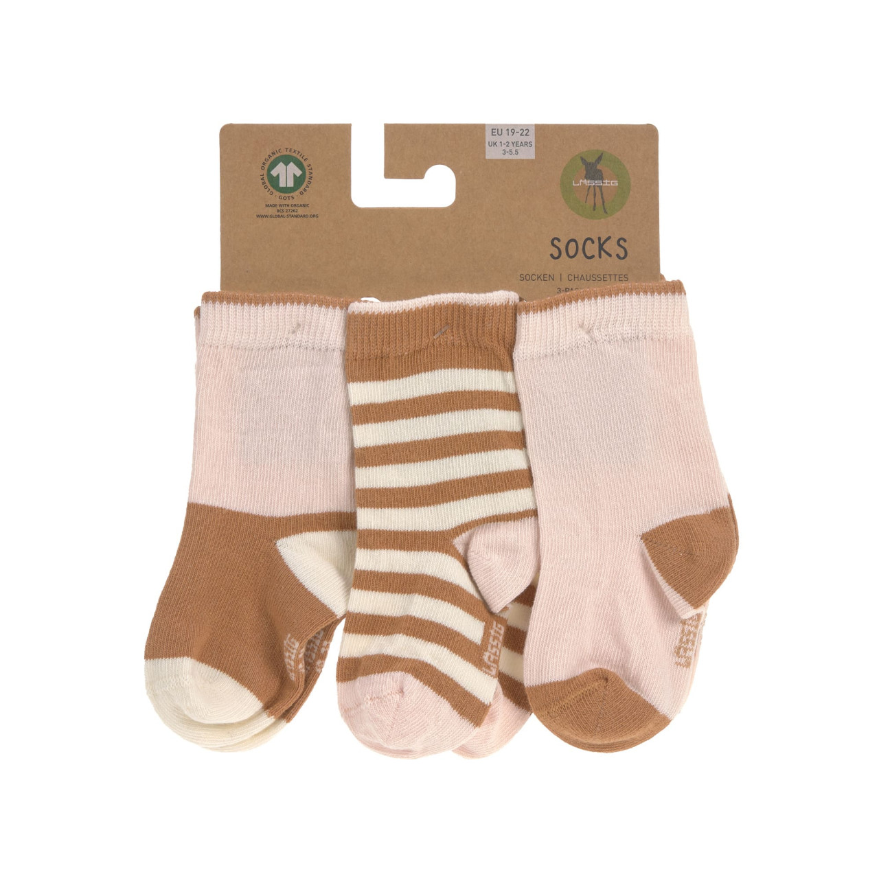 Socks Children (3 pcs.) GOTS, Powder pink Caramel | Lässig