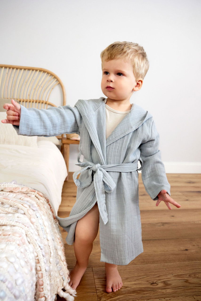 Muslin Bathrobe, powder blue | Lässig